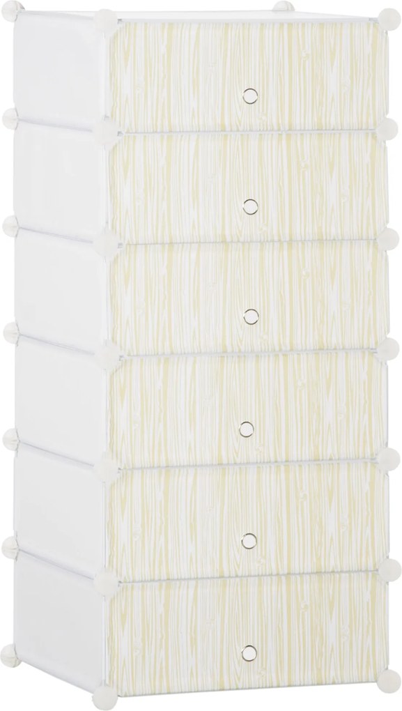 HOMCOM Plastový Stojan na Boty pro 6 Párů Obuvní Box do Předsíně, DIY Stohovatelné Regály Bílý 49 x 36,5 x 108 cm | Aosom