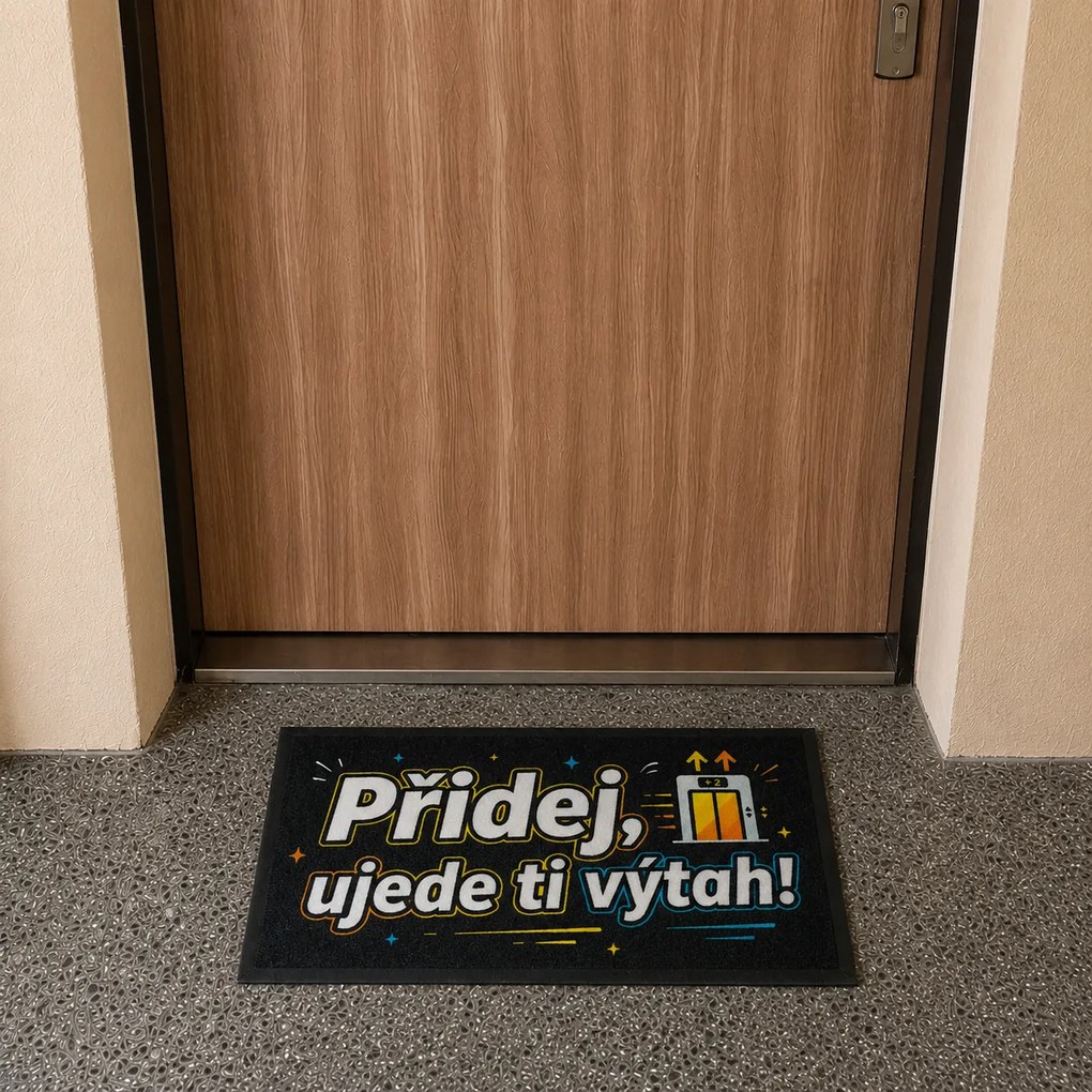 Mercury Flooring, Rohožka Přidej, ujede ti výtah 40x60 cm - na ven i na doma, 40x60, černá