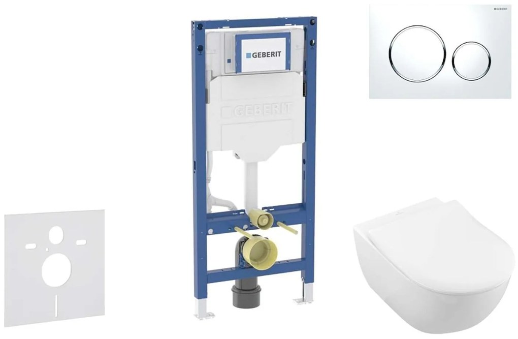 Geberit Duofix - Set předstěnové instalace, klozetu Subway 2.0 a sedátka softclose, tlačítko Sigma20, bílá/lesklý chrom SANI11CK3111