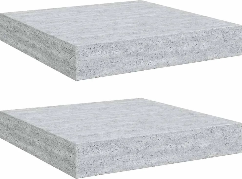 Plovoucí nástěnné police 2 ks betonově šedé 23x23,5x3,8 cm MDF 326589