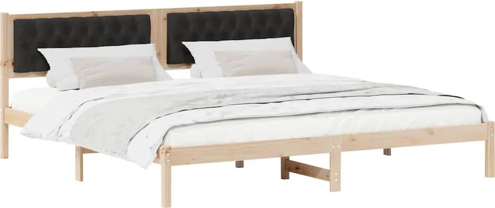 Rám postele s čelo Černá 200 x 200 cm Masivní borové dřevo 3394235