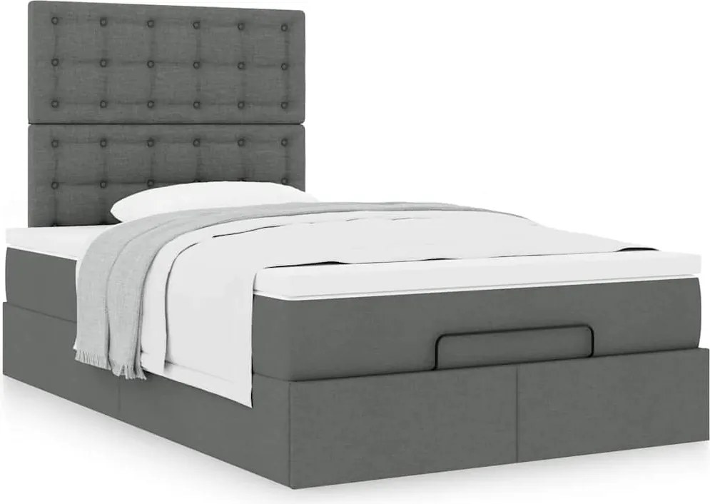 Osmanský rám postele s matrací tmavě šedá 120x200cm textil 3313314