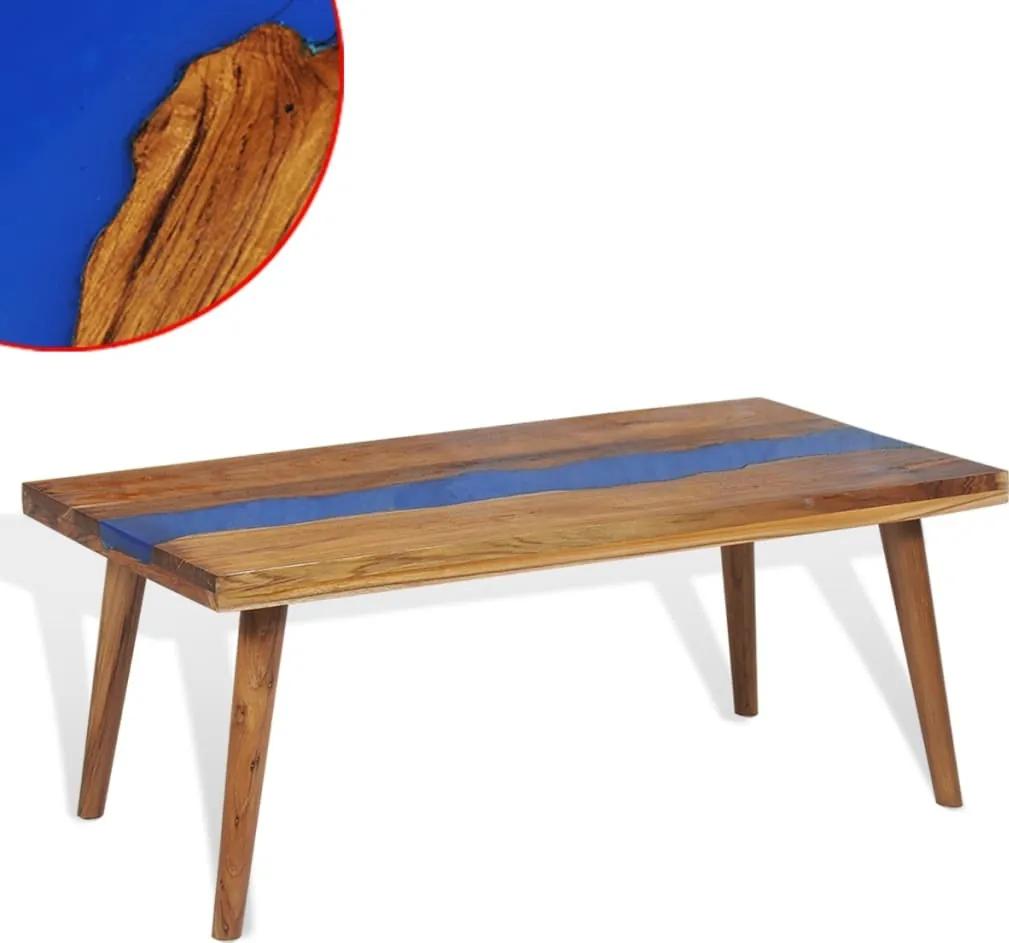 vidaXL Konferenční stolek, teak a pryskyřice 100x50 cm [245067] Barva: Vícebarevný