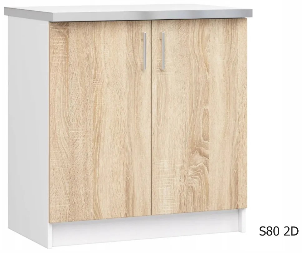 Expedo Kuchyňská skříňka dolní s pracovní deskou SALTO S80 2D, 80x85,5x46, sonoma/bílá