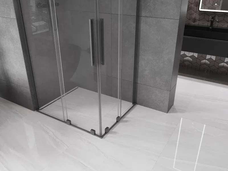 Mexen Velar L Duo, sprchový kout s posuvnými dveřmi 100 x 90 cm, 8mm čiré sklo, broušený grafit, 871-100-090-02-03-95