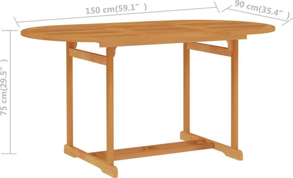vidaXL Zahradní stůl 150 x 90 x 75 cm masivní teakové dřevo [315102]