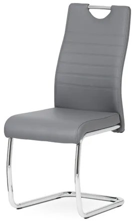 Jídelní židle koženka šedá / chrom DCL-418 GREY