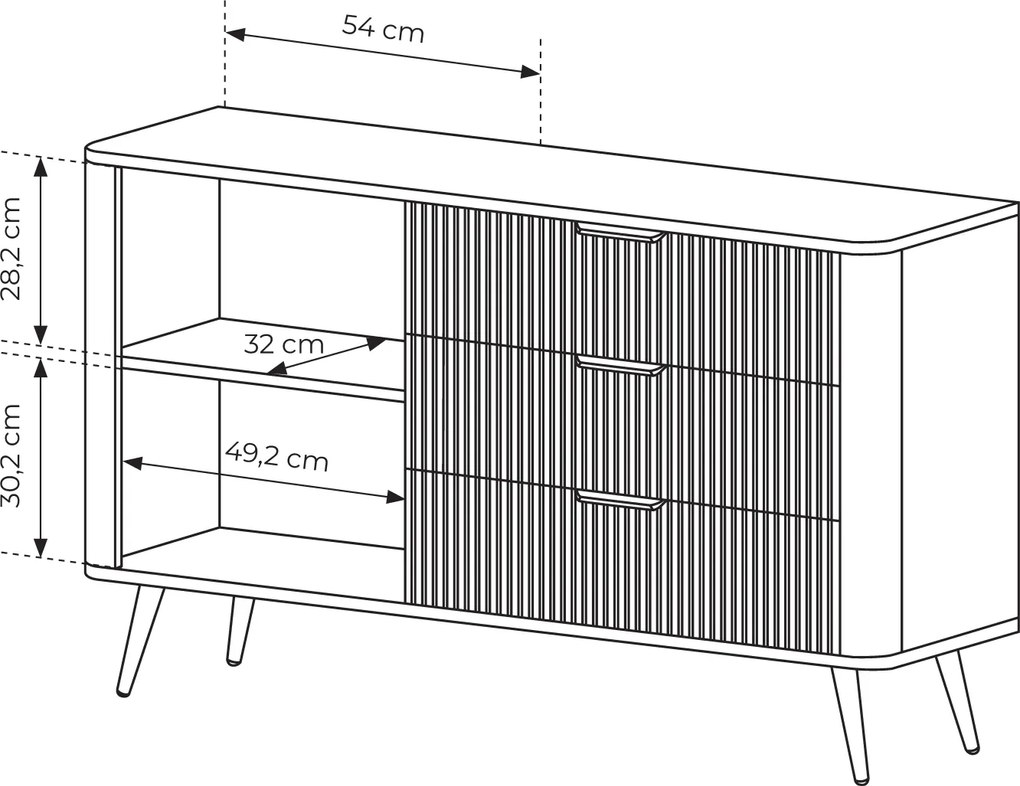 ALFASHOP LANTE černá komoda 138 1D3S
