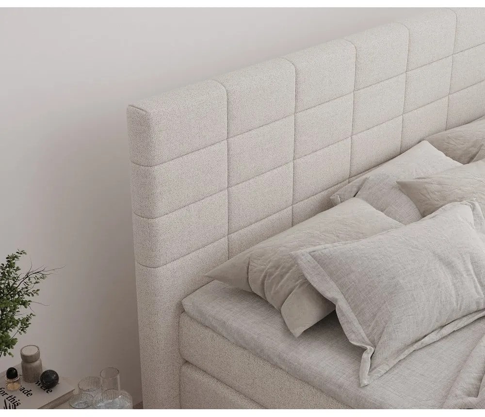 Béžová boxspring postel s úložným prostorem 160x200 cm Ava – Maison de Rêve