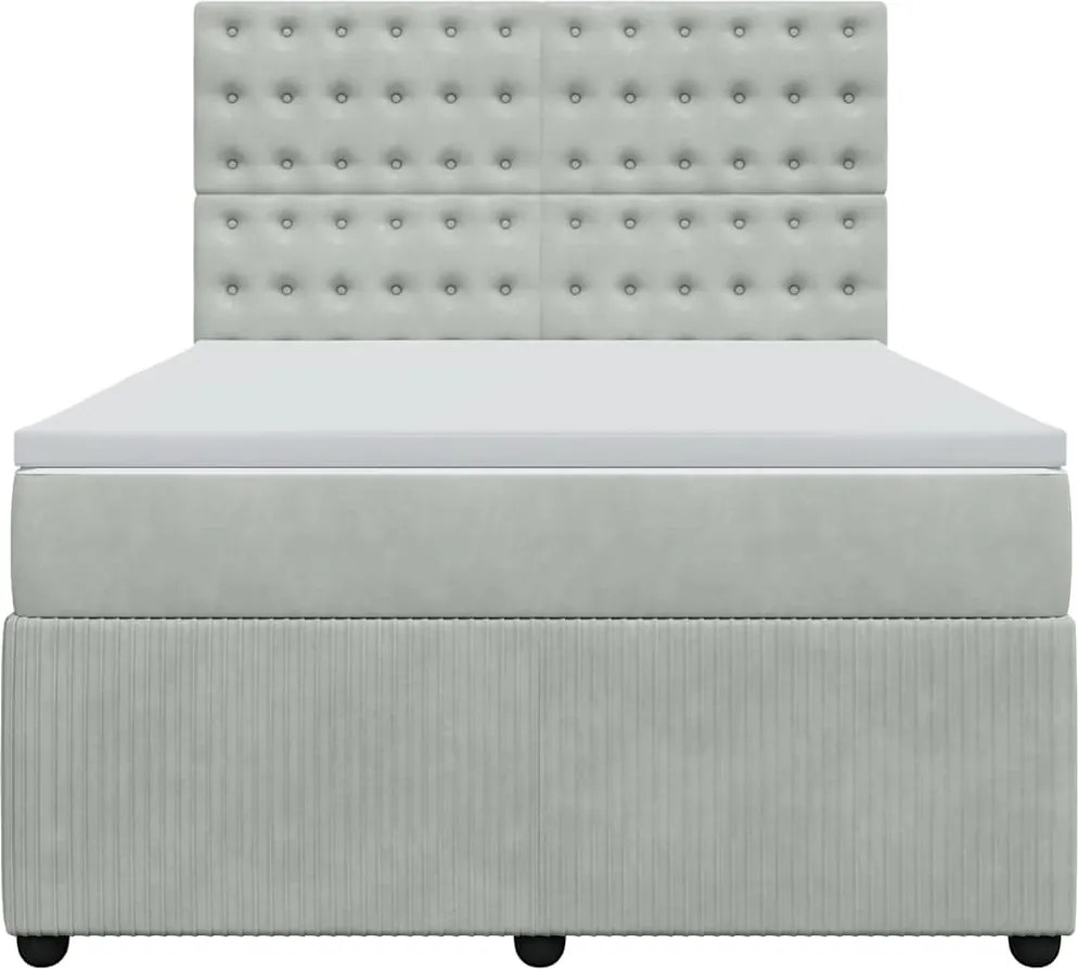 Box spring postel s matrací světle šedá 160x200 cm samet 3294694