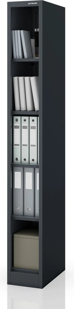 Úzký kovový archivační regál na dokumenty antracitový, 250x1850x400 mm: TIM
