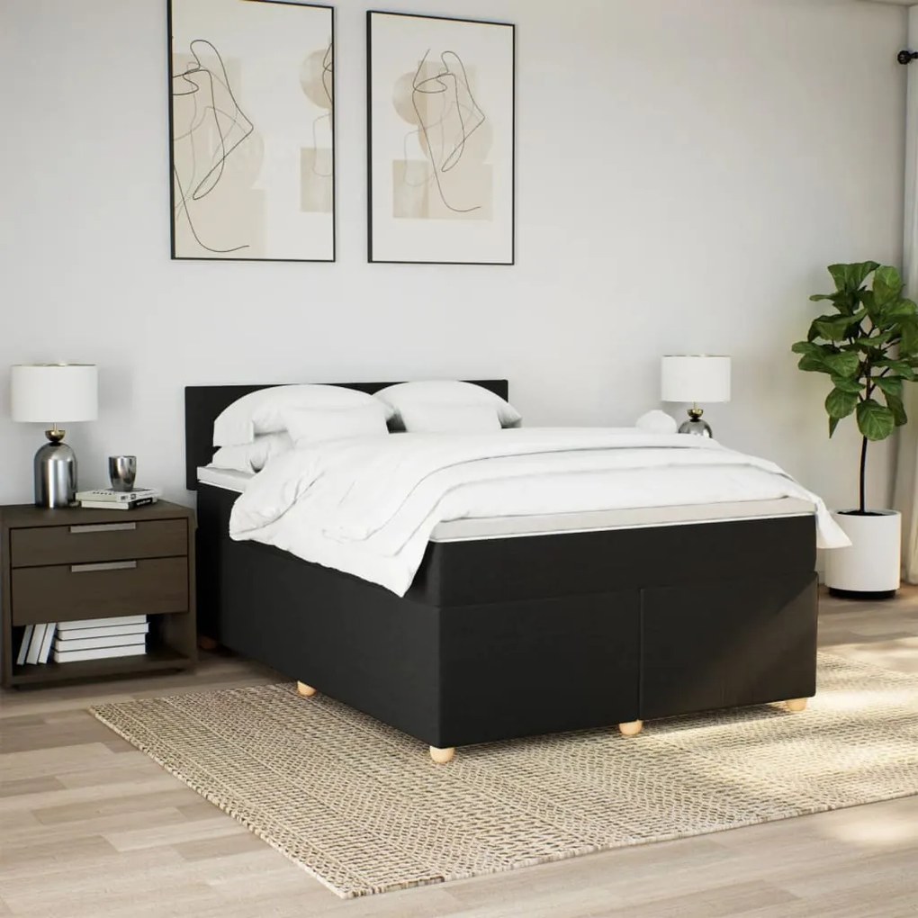 Box spring postel s matrací černá 160x200 cm textil 3289026