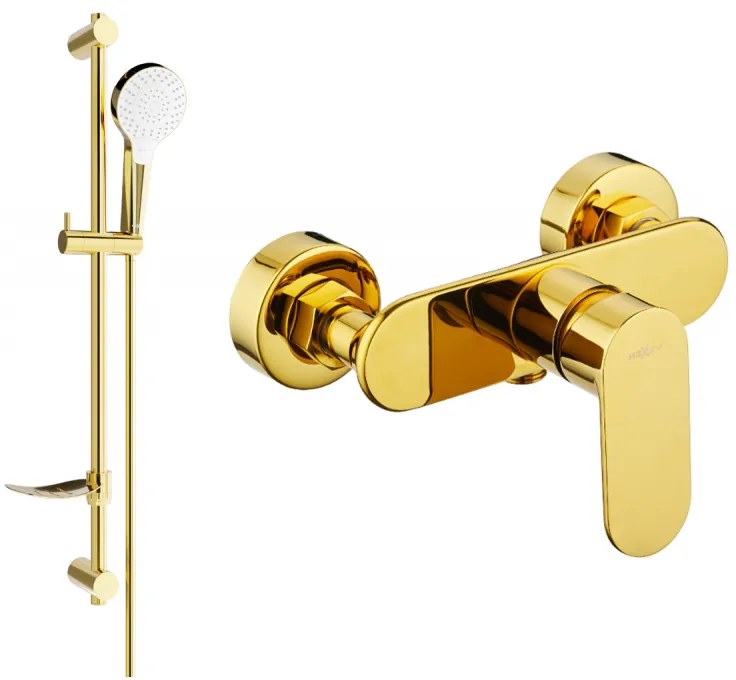 Mexen Milo DF05 sprchová baterie se sprchovým setem, zlatá - 7134R05-50