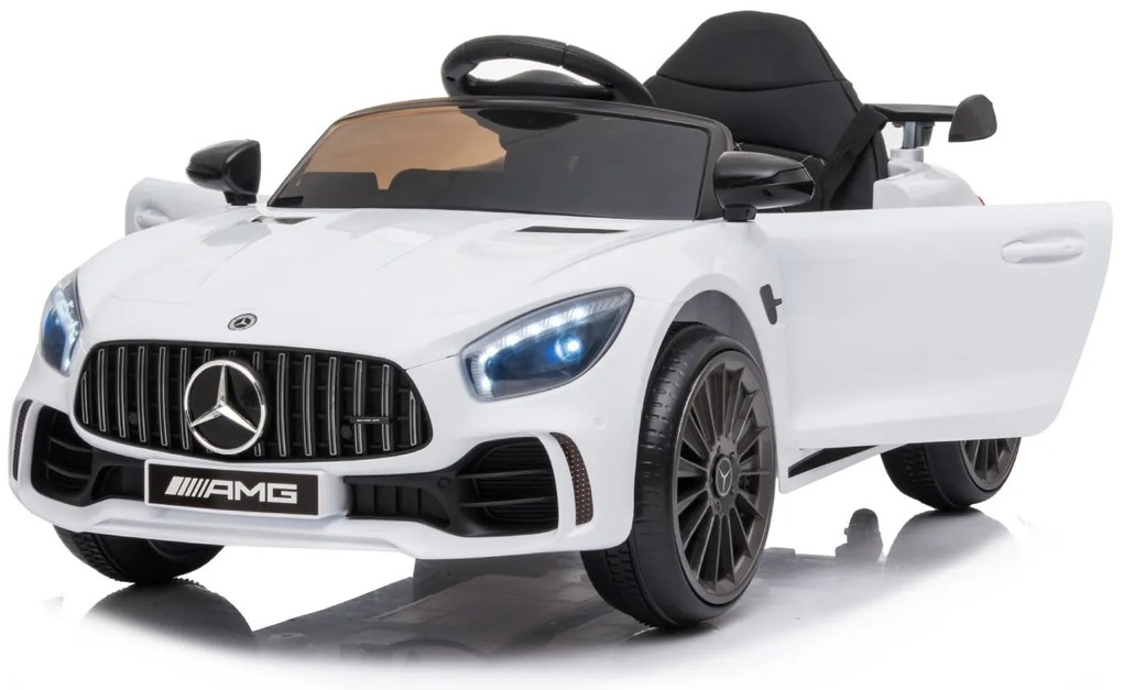 Dětské elektrické autíčko s dálkovým ovládáním BestBerg BBCC-50W – Mercedes-Benz AMG GT R / nosnost 25 kg / Li-Ion baterie / bílá