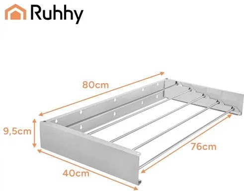 Nástěnný sušák na prádlo Ruhhy 80 cm 27759, skládací, nosnost 20kg