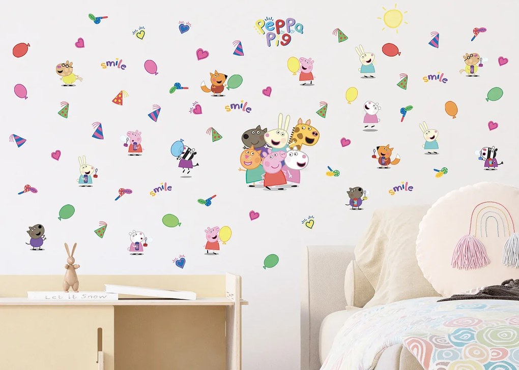 Dětská samolepka na zeď Prasátko Peppa Všichni Přátelé | 42.5 x 65 cm | DDKM1663