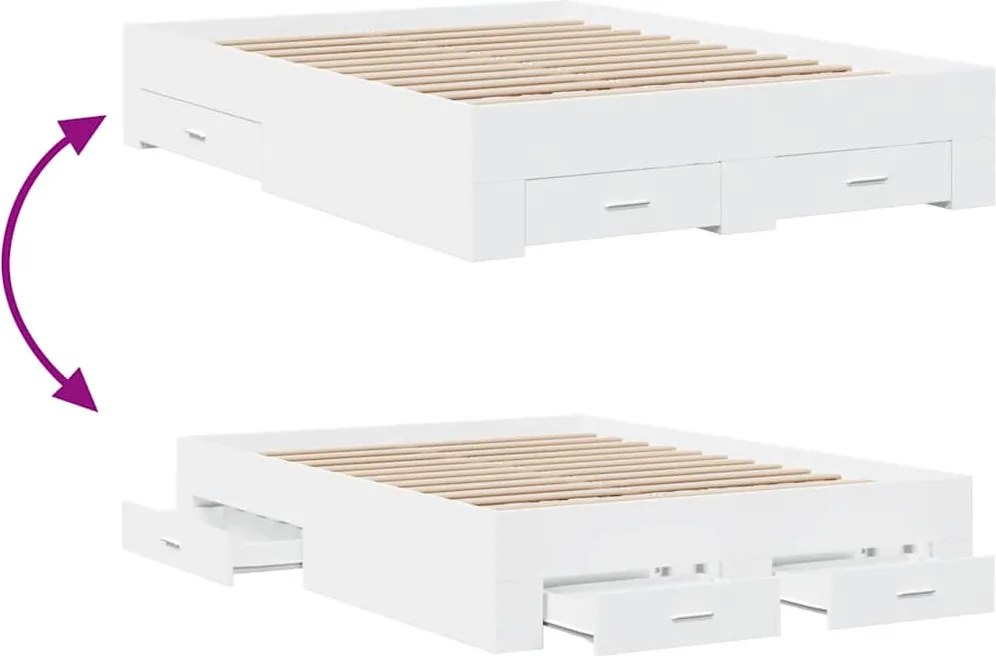 Rám postele se zásuvkami bílý 120 x 200 cm kompozitní dřevo 3280391