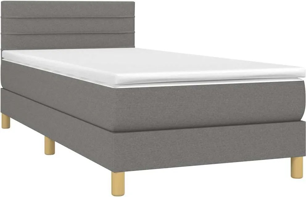 Box spring postel s matrací a LED tmavě šedá 90x200 cm textil 3133766