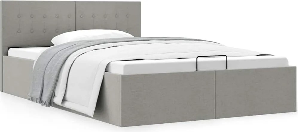Rám postele s úložným prostorem světle šedý textil 140 x 200 cm 285579