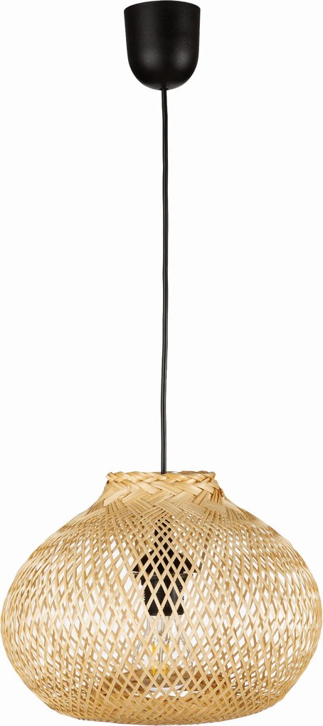 Závěsná lampa Boho bambusová černá 30 cm TH04S