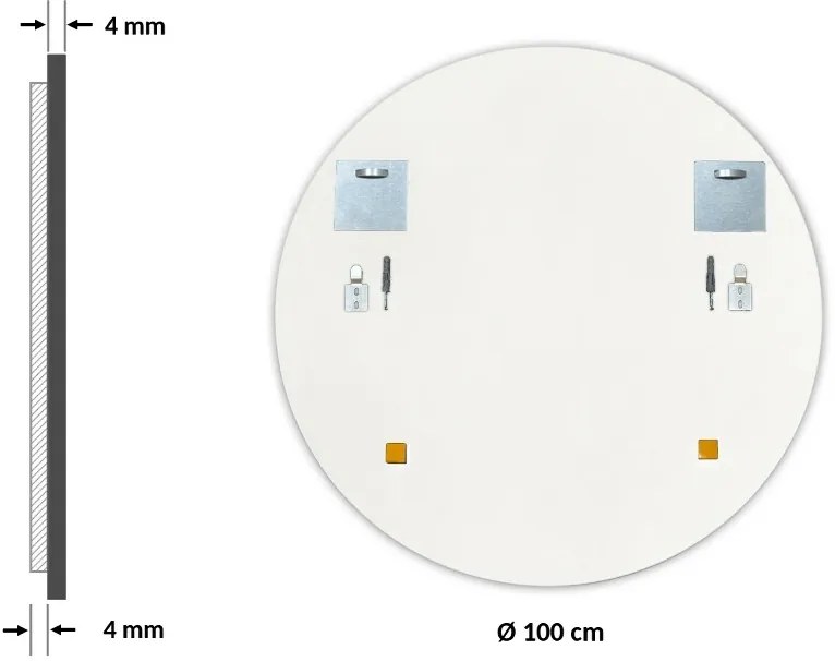 Kulaté předsíňové zrcadlo v bílém rámu fi 100 cm