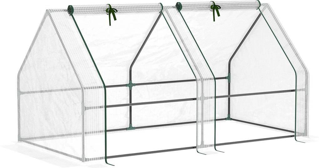 Outsunny Zahradní skleník pro venkovní použití 180x90x90 cm, typ kůlny s 2 okny, ocelová konstrukce, terasový skleník pro pěstování rostlin, květin a