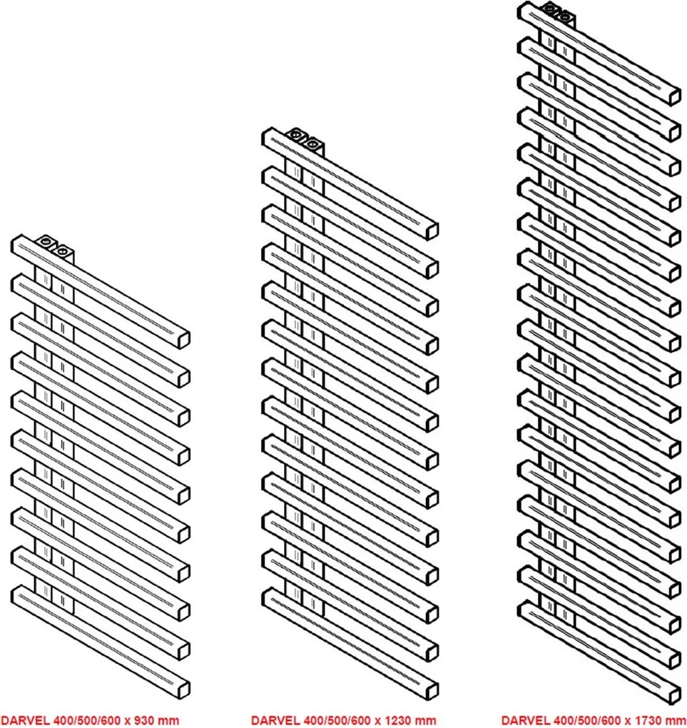 Hopa Darvel koupelnový radiátor 500 x 1230 mm středové připojení černá RADDAV501231