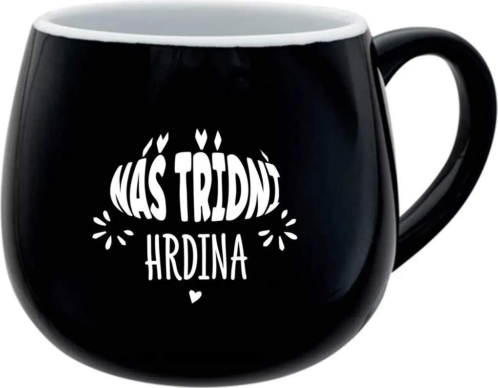 NÁŠ TŘÍDNÍ HRDINA - černý keramický hrníček 300 ml