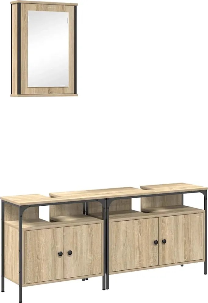 Sada koupelnového nábytku 3 ks Hnědá 80 x 30 x 60 cm 3345143