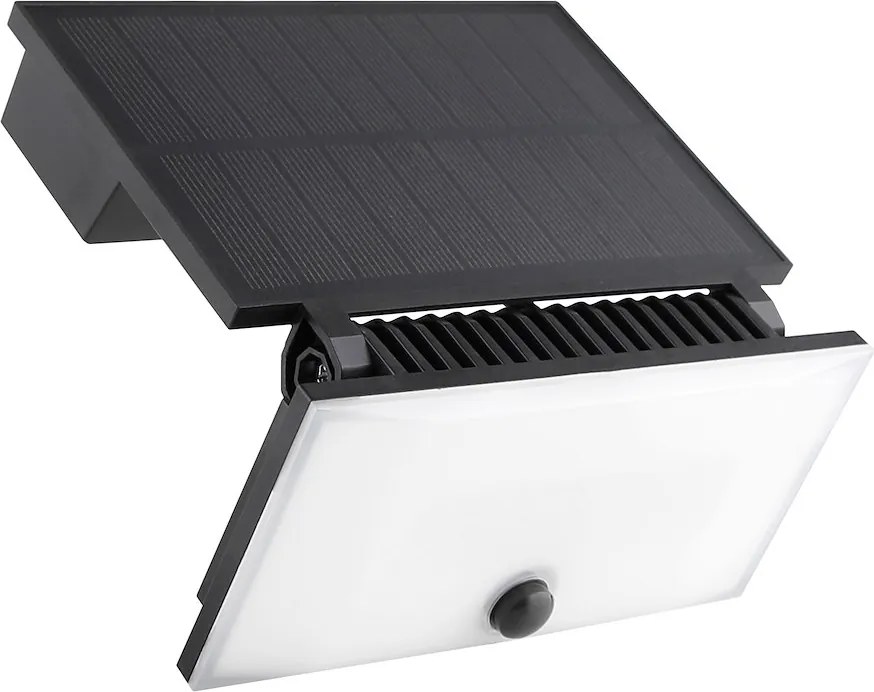 Exteriérové solární nástěnné LED svítidlo Fuji, 1x LED 8w, černá, pohybový senzor