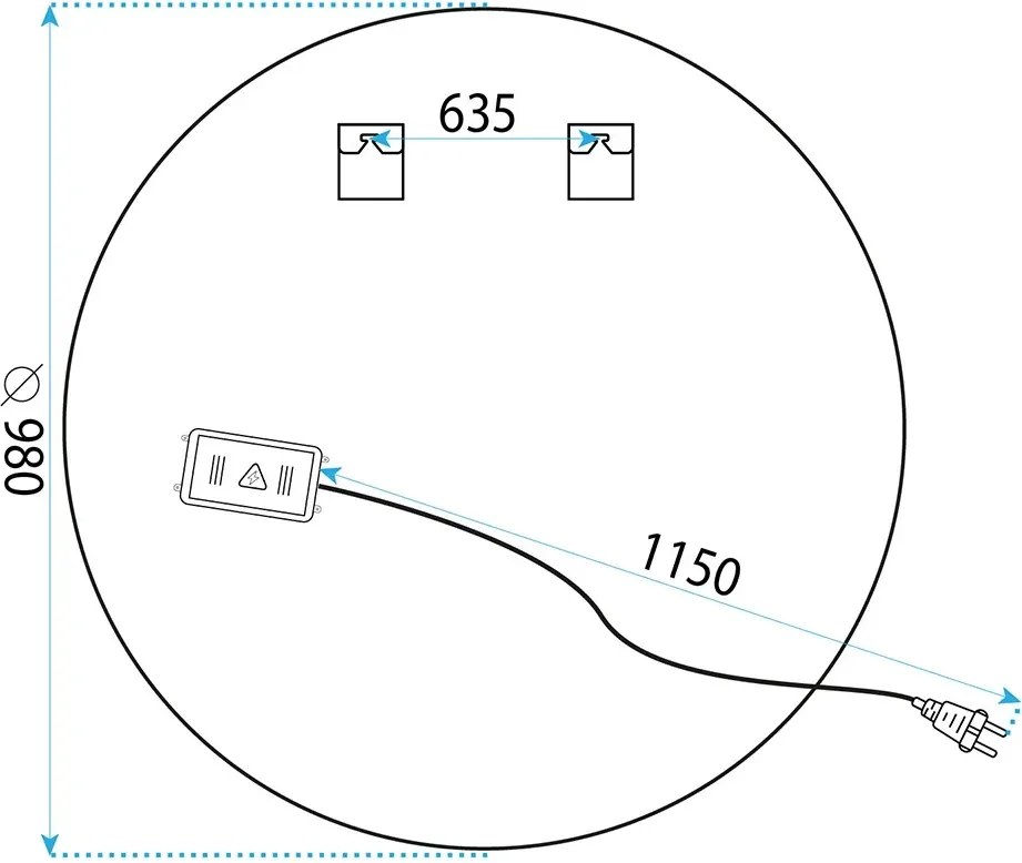 Tutumi Zrcadlo ⌀100 cm s vyhříváním a regulovatelným LED osvětlením HOM-05526
