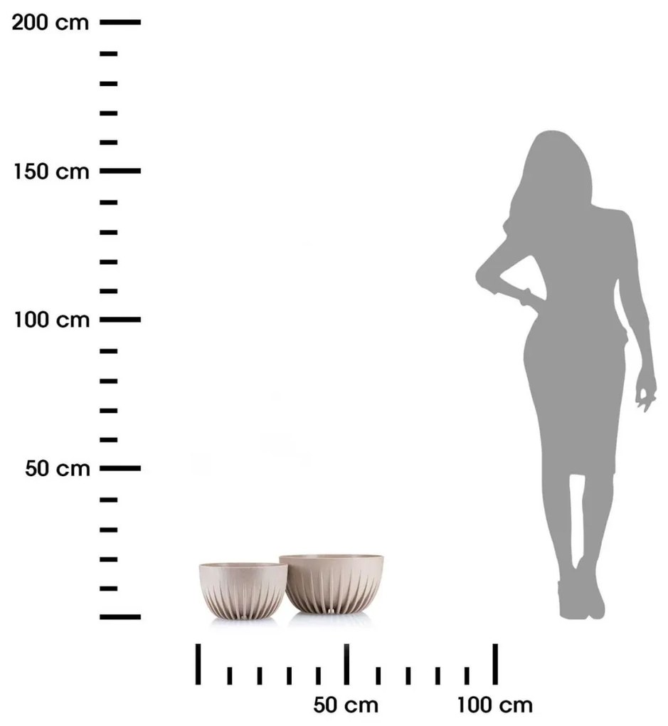 Sada 2 květináčů STRIPPED ECO latte