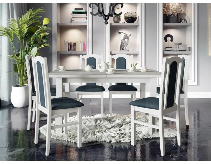 Rozkládací jídelní stůl se 6 židlemi AL06, Barva dřeva: bílá-L, Potah: Hygge D20