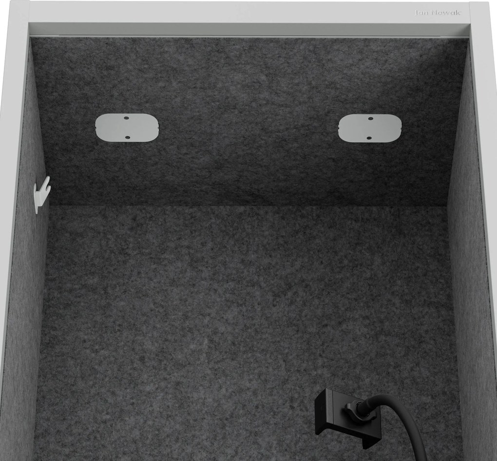 Skříň se sedákem a zónou ticha SALLY MentalBox, šedá konstrukce, tmavě šedý sedák, 1850 x 600 x 400 mm