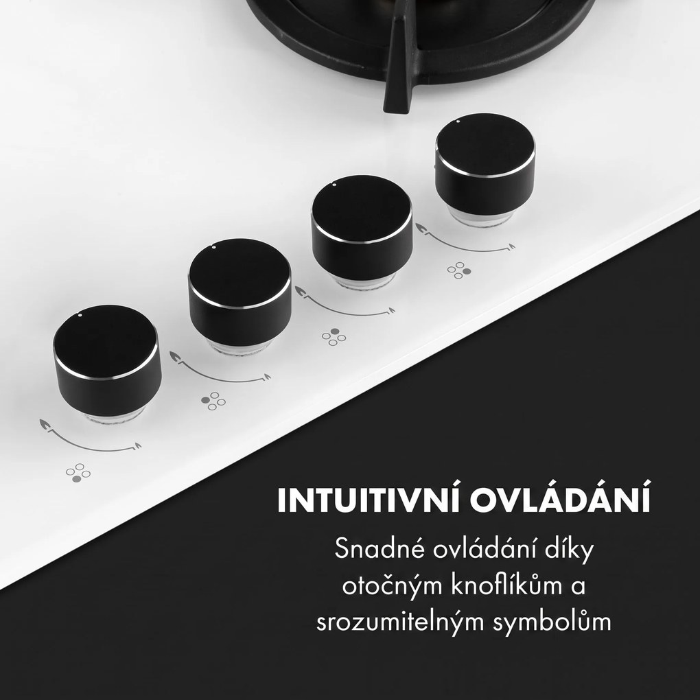 Klarstein Goldflame 4, plynová varná deska, 4 mosazné hořáky, sklokeramika