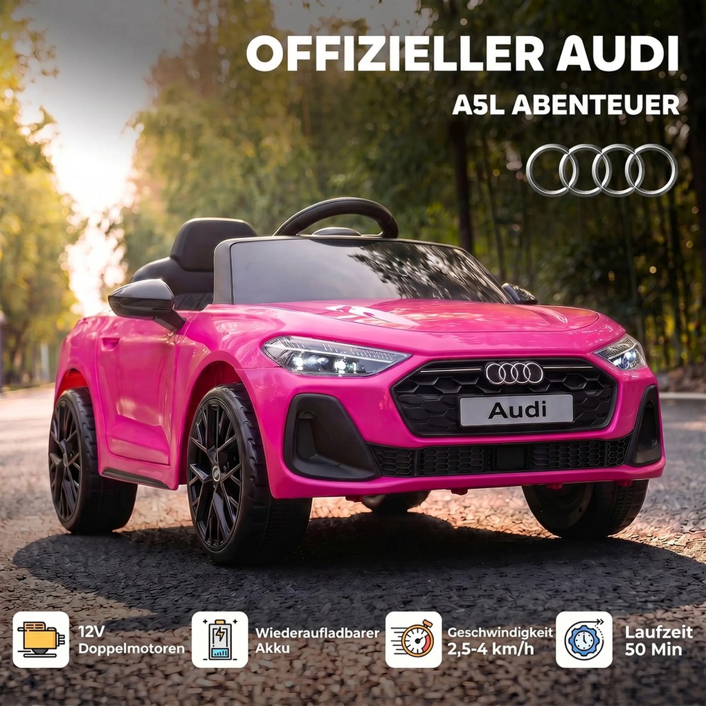 AIYAPLAY Dětské elektrické auto Audi A5L 12V dětské auto s 2,4 G dálkovým ovládáním, 2 motory, lithium baterie, měkký start, 4× pružení 370-511V90PK