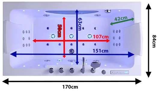 BPS-koupelny Hydromasážní vana HYD-IR933C-WH 170x84 BÍLÁ s ohřevem vody