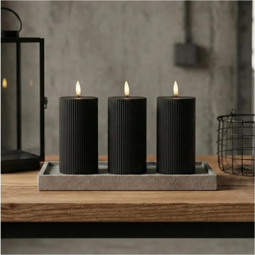SADA 3x LED Svíčka BRILLO LED/2xAA 15 cm černá + dálkové ovládání