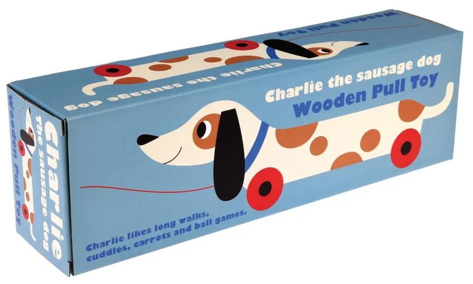 Dřevěný tahací jezevčík Rex London Charlie The Sausage Dog, délka 31,5 cm
