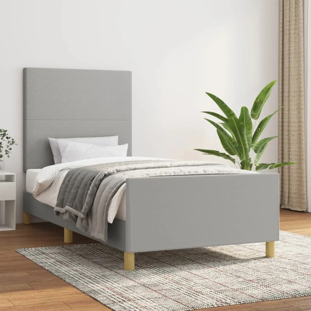 Rám postele bez matrace světle šedá 90 x 190 cm textil 3124855