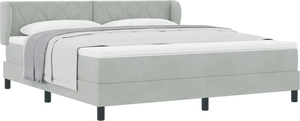 Postel s boxspringem s čelo Světle šedá 180 x 200 cm samet 3340454