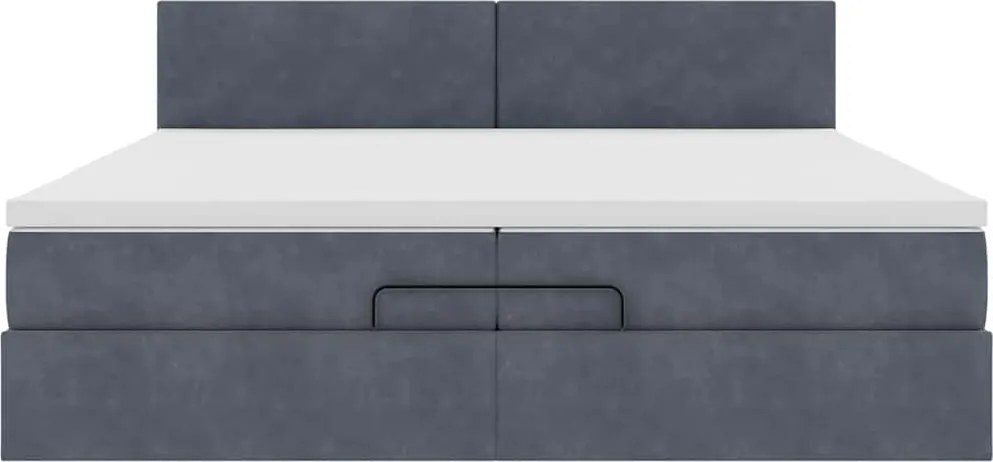 Osmanský rám postele s matrací tmavě šedý 200x200cm samet 3312573