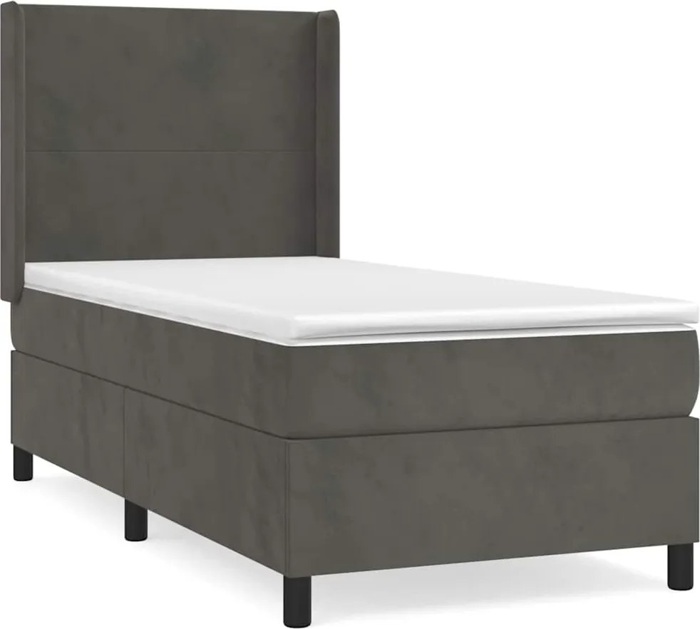 Box spring postel s matrací tmavě šedá 100x200 cm samet 3132544