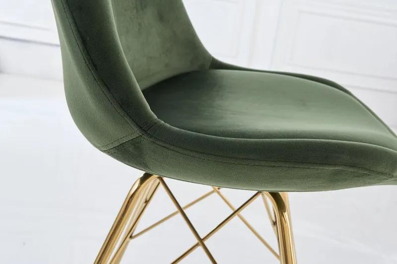 Noble Home Tmavě zelená sametová židle Scandinavia