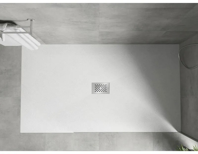 Mexen Hugo, obdélníková sprchová vanička SMC 150 x 100 cm, bílá, ocelová krytka, 42101015-X