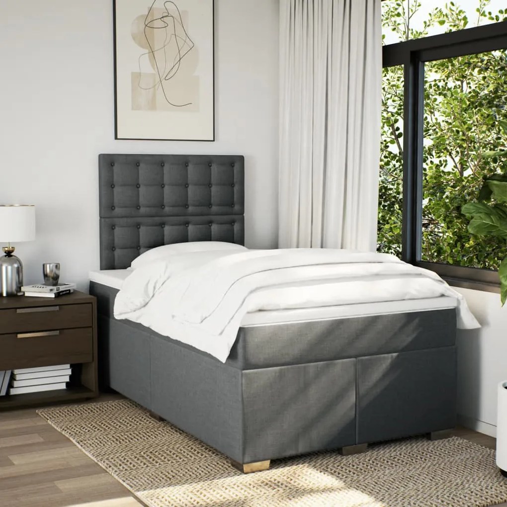 Box spring postel s matrací tmavě šedá 120x190 cm textil 3290442