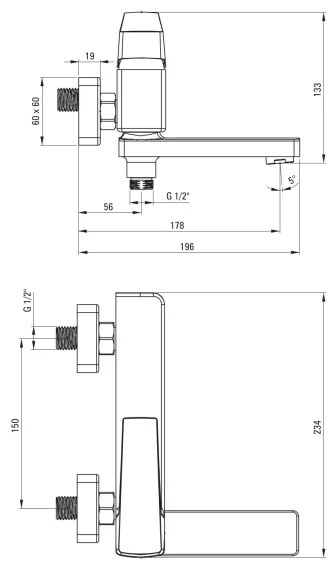 Deante BQL_012M - Vanová baterie skládací BLUR lesklý chrom
