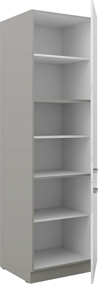 BIANCA sb | vysoká skříňka 60 DK-210 2F potravinová s policemi | 60 cm | světle šedá/bílá lesk