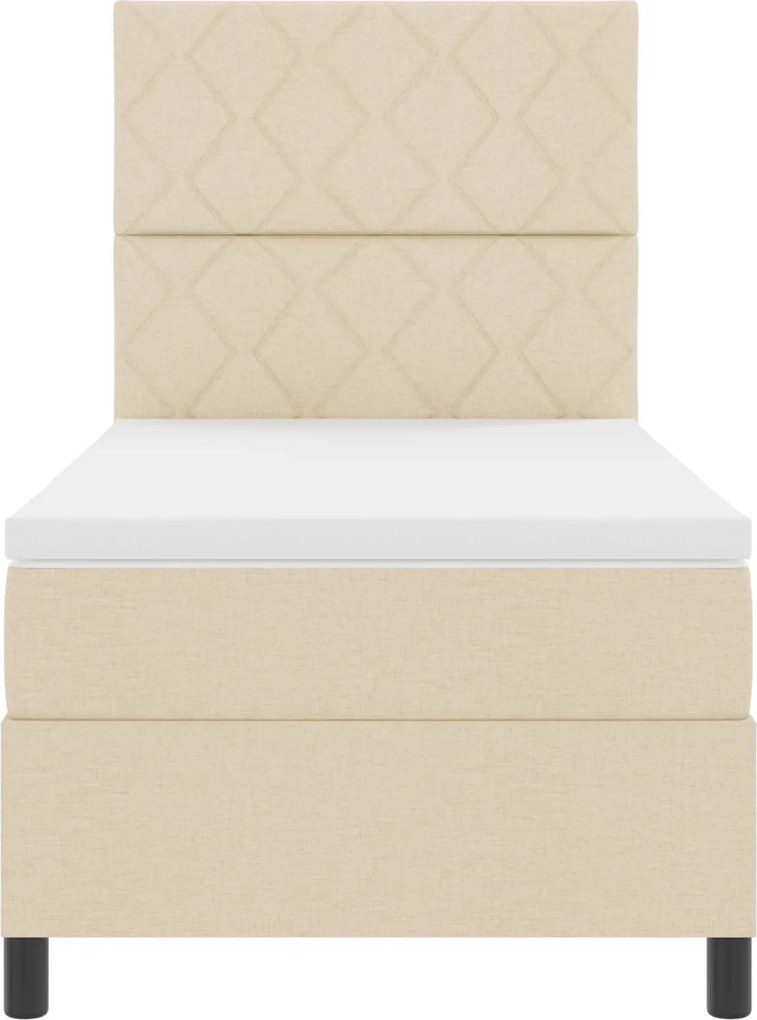 Postel s boxspringem s čelo Krémová 100 x 200 cm textil 3339446
