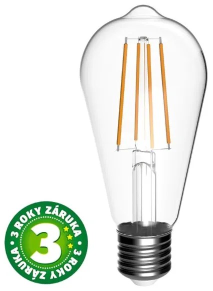 Ultra úsporná prémiová retro LED žárovka E27 4,9W 806lm teplá filament ekv. 60W, 3 roky